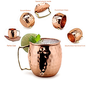 Zap Impex Pure Copper Hammered Moscow Mule Mugs Ideal for All Chilled Drink Bar or Home Large Gift Set (Pack of 6 pcs)
