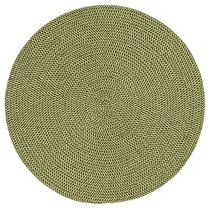 Safavieh Braided Collection Area Rug - 4' Round, Olive & Green, Handmade Country Farmhouse, Ideal for High Traffic Areas in Living Room, Bedroom (BRD403X)