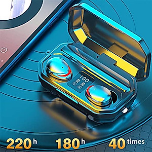 Bluetooth Headphones 5.1 Wireless Digital Motion 9D Stereo with Charging Case Waterproof One Button Control Noise Cancellin in Ear Sports Headset Microphone LCD Display