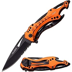 TAC Force TF-705 Series Assisted Opening Tactical Folding Knife, Half-Serrated Blade, 4-1/2-Inch Closed, Orange