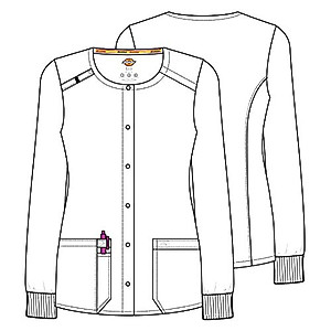 Dickies EDS Essentials Women Warm Up Scrubs Jacket Snap Front DK305, S, Black