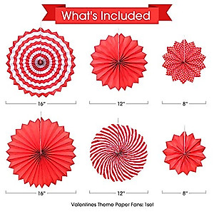 HIPEEWO Valentines Day Party Decorations - Valentine's Day Decorations Including Banner, Paper Fans, Silk Rose Petals, Teddy Bear, Red Heart and Love Foil Balloons for Valentines, Anniversary, Wedding