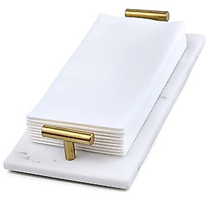 Guest Towel Holder Tray for Bathroom - Marble Tray - White - Bathroom Hand Towel Tray, Paper Guest Towel Holder, Vanity Tray for Bathroom (White)