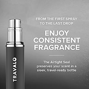 Travalo Classic HD Perfume Atomizer | Genie-S TSA Approved Travel Perfume Bottle Refillable | Reusable Airtight Easy-Fill Mini Pump Sprayer | Lightweight Elegant Design w/Volume Window | Black 0.17oz