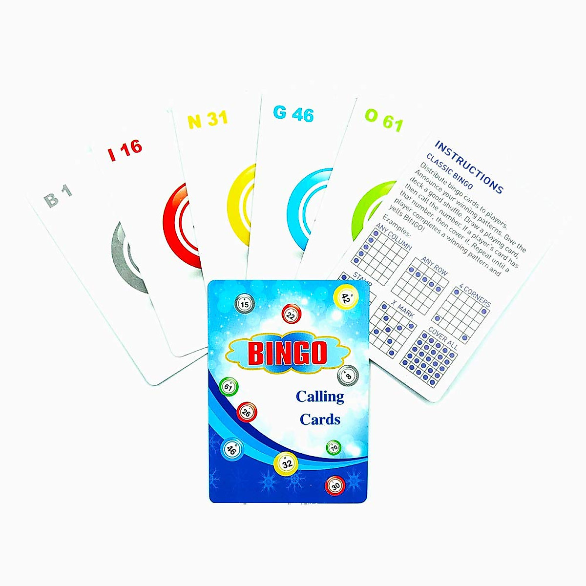 Yuanhe 2.5"X3.5" Bingo Calling Cards - Colorful and Durable Bingo Cards for Bingo Games, Complete Deck of 75 Numbers(B1-O75)