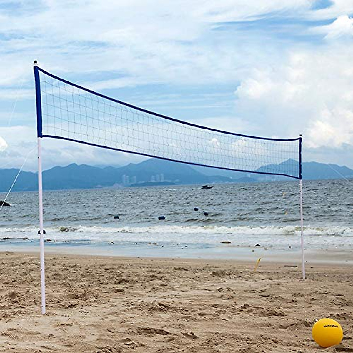 Badminton Net, Outdoor Portable Volleyball Net, Adjustable Foldable Badminton Tennis Volleyball Net with Stand Pole, for Beach Grass Park Outdoor Venues
