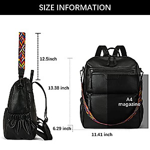 BOSTANTEN Backpack Purse for Women Fashion Designer Travel Backpack Leather Convertible Shoulder Bags Casual Daypack Black