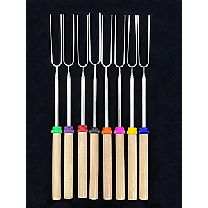 HOOPLE 8PC Marshmallows Roasting Sticks - Essential Camping Accessory 32In Extendable Stainless Steel Fork, Smores Kit, Smores Skewers for Fire Pit Kit, Hot Dogs & Smores Sticks.