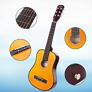CNBLUE Acoustic Guitar Beginner Dreadnought Acoustic Guitar 30 inch Kids Guitar 1/2 Size Mini Guitar Folk Small Guitar Steel Strings With Gig Bag yellow