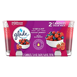 Glade Jar Candles, Fragrance Candles Infused with Essential Oils, Air Freshener Candles, 4 Candles 3.4 Oz (Radian Berries & Wild Raspberry)
