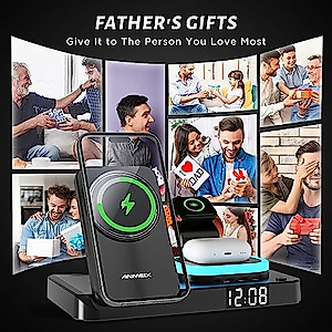 Wireless Charger,for Apple Mag-Safe Charger,5 in 1 Magnetic Charging Station for iPhone 14/13/12/11/X/8,for iWatch,for AirPods 3/2/Pro,for Samsung Galaxy(Black)