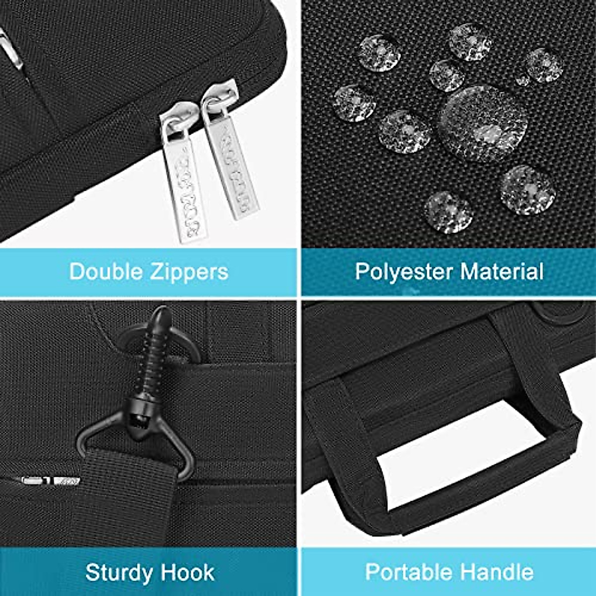 MOSISO Laptop Shoulder Bag Compatible with MacBook Air/Pro,13-13.3 inch Notebook,Compatible with MacBook Pro 14 inch 2023-2021 A2779 M2 A2442 M1, Polyester Sleeve with Back Trolley Belt, Black