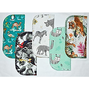 2 Ply Printed Flannel 8x8 Inches Set of 5 Little Wipes Zoological Wildlife