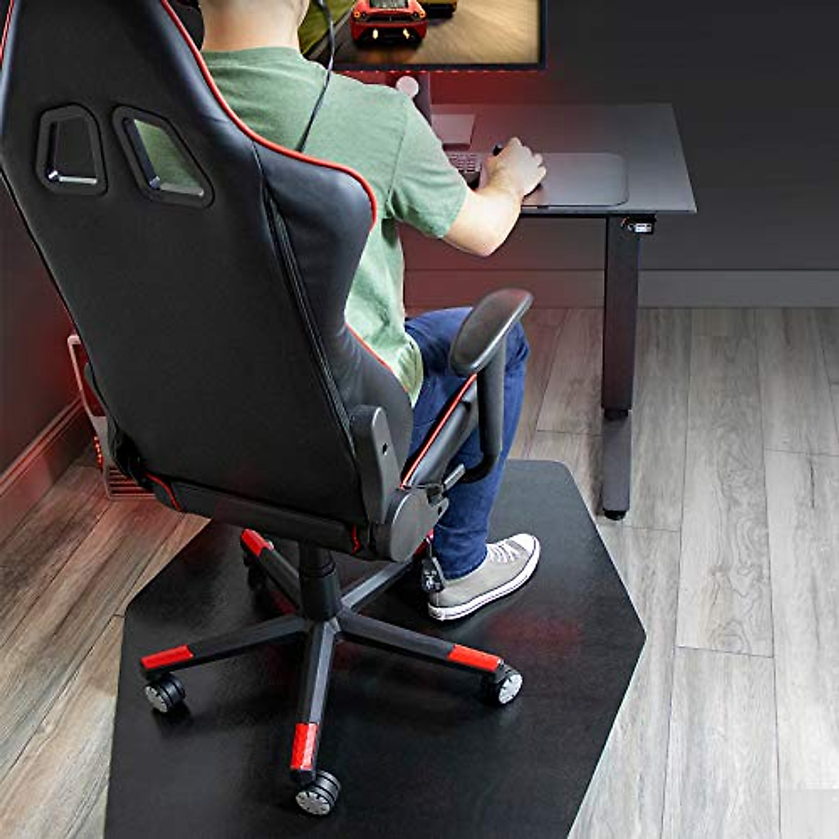 Game Zone Chair Mat, for Hard Floor/Medium Pile Carpet, 42 x 46, Black (121563)