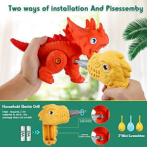 Dinosaur Toys for3 4 5 6 7 8 Year Old Boys, Take Apart Dinosaur Toys for Kids 3-5 5-7 STEM Construction Building Kids Toys with Electric Drill, Dinosaur Toy Party Birthday Gifts for Boys Girls