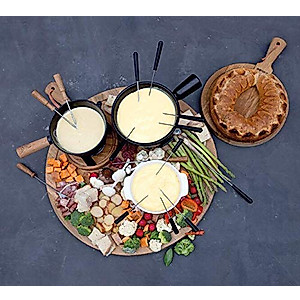 Boska Cheese Fondue Party Set - Fondue Pot Set Microwave Safe Ceramic Hot Pot Chocolate Fountain Snack - Wedding Registry Items Small Kitchen Appliances for up to 4 Persons