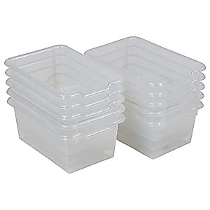 ECR4Kids Scoop Front Storage Bins, Multipurpose Organization, Clear, 10-Piece