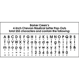 Barker Creek Letter Pop-Outs, 4" Chevron Nautical, Multicolor Designer Letters for Bulletin Boards, Breakrooms, Reception Areas, Signs, Displays, and More! 4", 255 Characters per Set (1719)