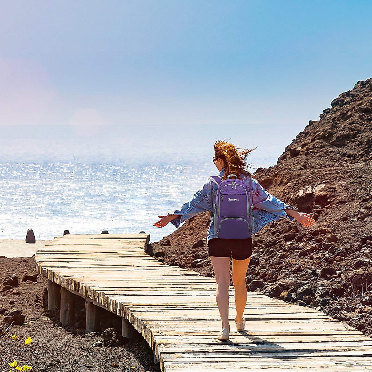 ZOMAKE Lightweight Packable Backpack 30L - Foldable Hiking Backpacks Water Resistant Compact Folding Daypack for Travel(Purple)