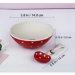 RESVUGA Cute Mushroom Mug With Lid, Handmade Glaze Mushroom 5.8'' Salad Bowls