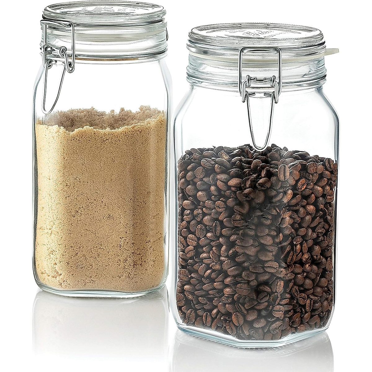 Bormioli Rocco Fido Clear Glass Jar with 85 mm Gasket, 1.5 Liter (Pack of 2)