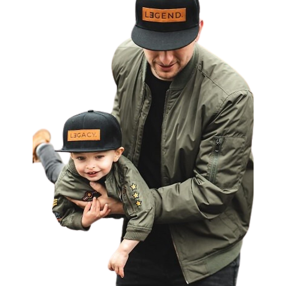 Legend and Legacy Genuine Leather Patch Hats Black Matching Father Son, Each Hat Sold Separately**(Legend - Adult)