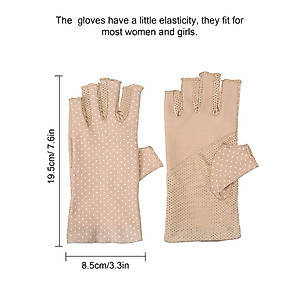 Maxdot Fingerless Gloves Non Slip UV Protection Driving Gloves Summer Outdoor Gloves for Women and Girls (Khaki,1 Pair)