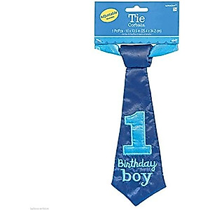 Baby Boy 1st Birthday Satin Blue Tie - 9", 1 Piece - Ideal for Party & Photoshoot