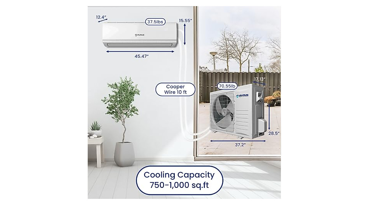 Aurus 2 Ton Mini Split AC - Efficient Heating & Cooling for 1000 sq ft