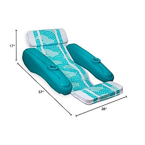 XtremepowerUS Water Pool Padded Floating Chaise Lounger Large for Adults with Headrest, Backrest, Footrest & Cupholder