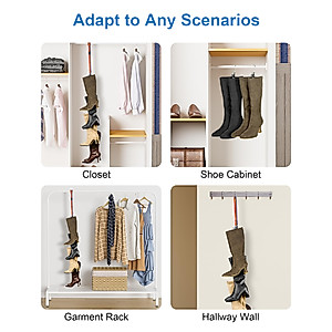 Allgawise Rainbow 6pcs Boot Hanger for Closet with Adjustable Rope - Boot Hanging Clips for Tall Boots, Cowboy Boot Rack, Hanging Shoe Organizer Space Saver