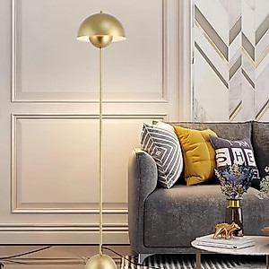 COSYLUX Modern Floor Lamp for Living Room, Industrial Tall Standing Lamp for Bedroom, Metal Shade Reflecting Light Reading Floor Lamp for Office, Nursery Room, Corner(Gold)