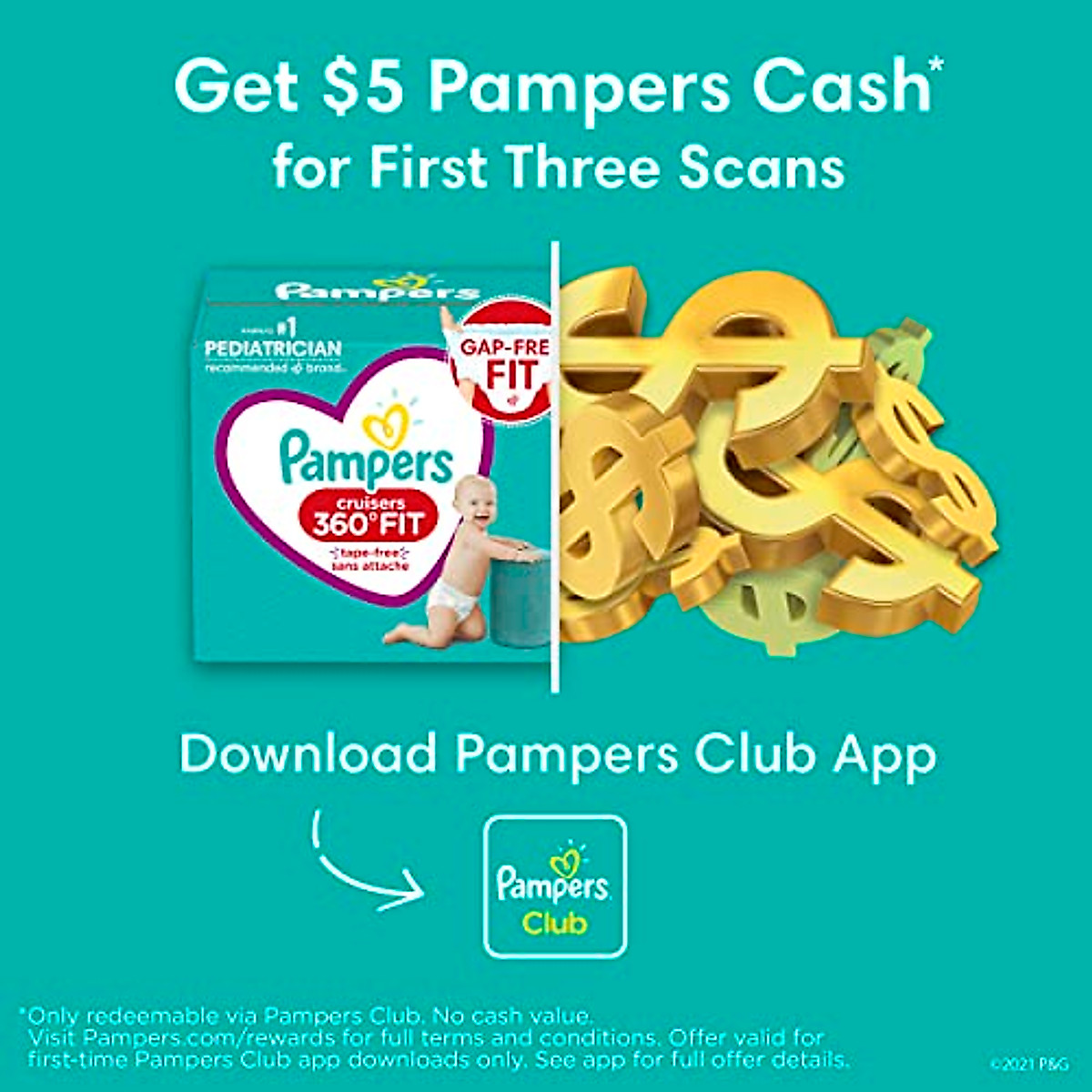 Diapers Size 6, 104 Count - Pampers Pull On Cruisers 360° Fit Disposable Baby Diapers with Stretchy Waistband, (Packaging & Prints May Vary)