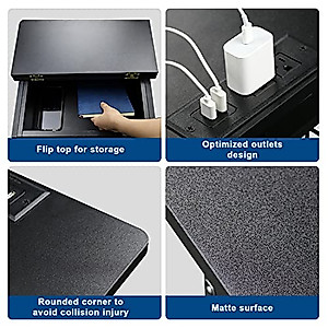 Nightstand with USB Ports and Outlets, Bedside End Table with Storage Shelf Bed Couch Sofa Side Table with Charging Station Rustic Accent Table Small Wood Night Stands for Bedroom, Living Room, Black