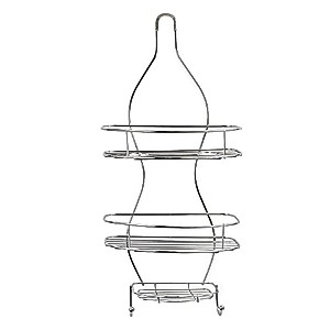 Splash Home Malka Shower Caddy Bathroom Hanging Head Two Basket Organizers Plus Dish for Storage Shelves for Shampoo, Conditioner and Soap - Chrome, 25.5 x 4.5 x 11.5