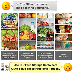 KETNET 5 Size Fruit Vegetable Storage Containers for Fridge with Colander and Lid Refrigerator Storage Containers Bins Organizer for Fruit Food Produce, Lettuce Keeper Keep Fruit Fresh Longer