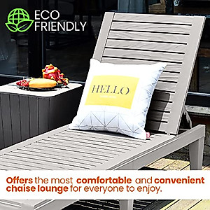 SereneLifeHome Adjustable Outdoor Patio Chaise Lounge - Marine Grade Water Resistant Durable Reclining Lounger, Fire Pit with 5-Position Multi-Level Backrest Adjustment, SLLOUNG70