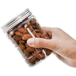 Fasmov 21 Pack 12 Ounce Clear Plastic Jars Containers with Screw On Lids, Round Empty Plastic Slime Storage Containers for Kitchen & Household Storage - BPA Free