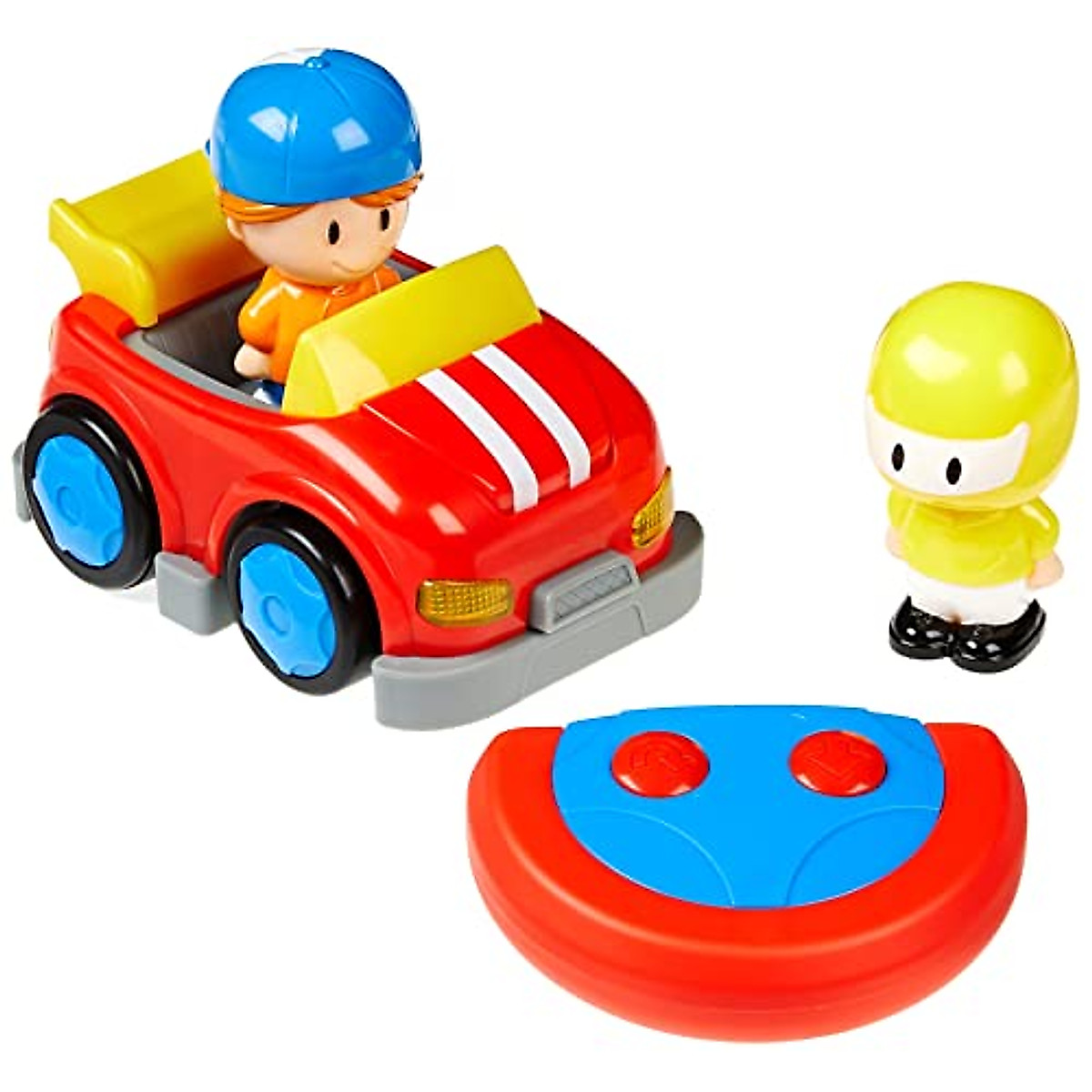 Amazon Basics Cartoon Race Car Toys, 2 Pack, Red/Yellow