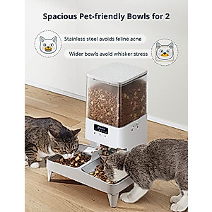 Automatic Cat Feeders, WiFi 5L Automatic Pet Feeder with Anti-Stuck Design, Programmable Cat Food Dispenser for 1-2 Cats and Dogs, 60 Portion 10 Meal Per Day
