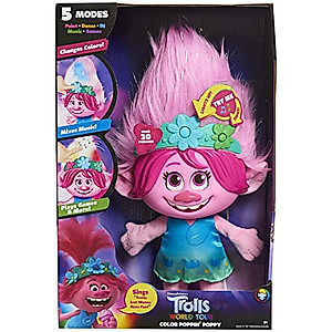 DreamWorks TrollsTopia Color Poppin’ Poppy Interactive Plush, 5 Modes, Lights, Sounds, Sings, Kids Toys for Ages 3 Up by Just Play