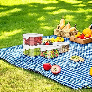 16PCS Square Pantry Food Storage Containers with Lid Airtight, Small Cereal Containers for Kitchen, BPA-Free Thick Plastic Canisters for Candy, Fruit, Snacks, Grains, Cookies Container (460ml/15oz)