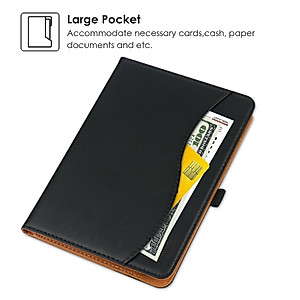 HGWALP Universal Case for 7inch-8inch Tablet,Multi-Viewing Angels PU Leather Stand Folio Case Cover with Handstrap for HD 7" 8" Touchscreen Tablet, with Adjustable Fixing Silicon Band-Black
