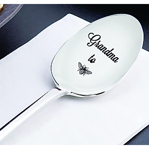 Grandma gifts - Grandma to Be (Bee) - Pregnancy announcement - Baby Shower gifts - Stainless Steel Spoons - gifts for women - 60th Birthday gifts - Funny gifts - pregnancy reveal - 7 Inches