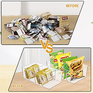 4 Snack Organizer,Pantry Organization and Storage Bins,Kitchen Fridge Cabinet Organizers,Refrigerator Soda Can Organizadores de Cocina,Home Food Plastic Containers,Clear Container,Acrylic Organizing