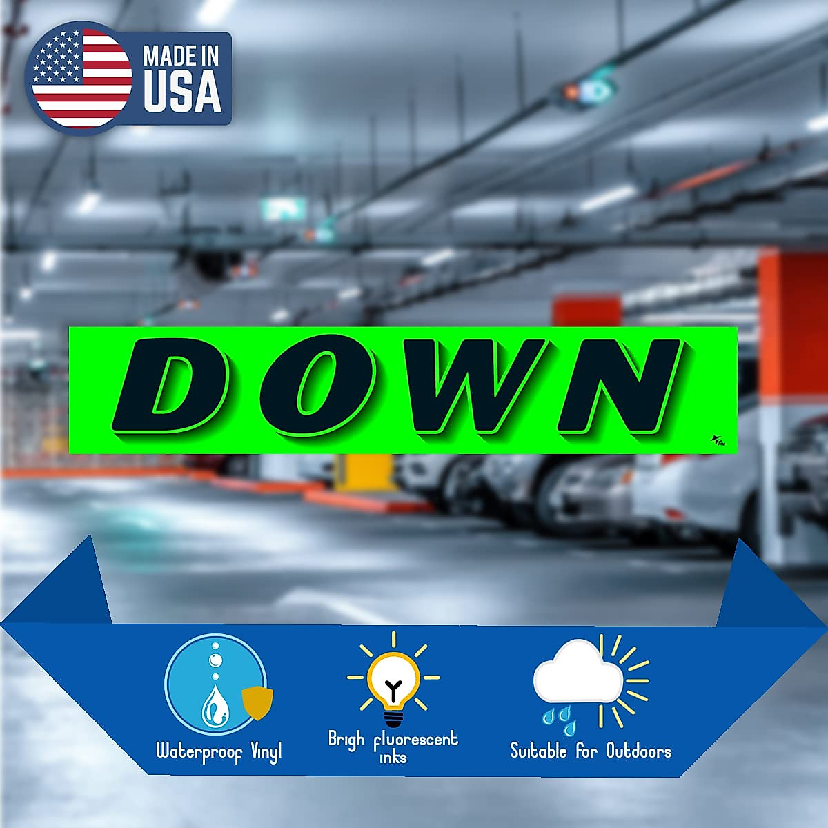 VERSA-TAGS 7.5" Black/Green Vinyl Number Decals 11 Dozen Set Windshield Pricing & 1 Pack of Each of Down, Extra Clean, Financing Available 14.5" x 2.75" Sticker Windshield Decal Auto Dealership