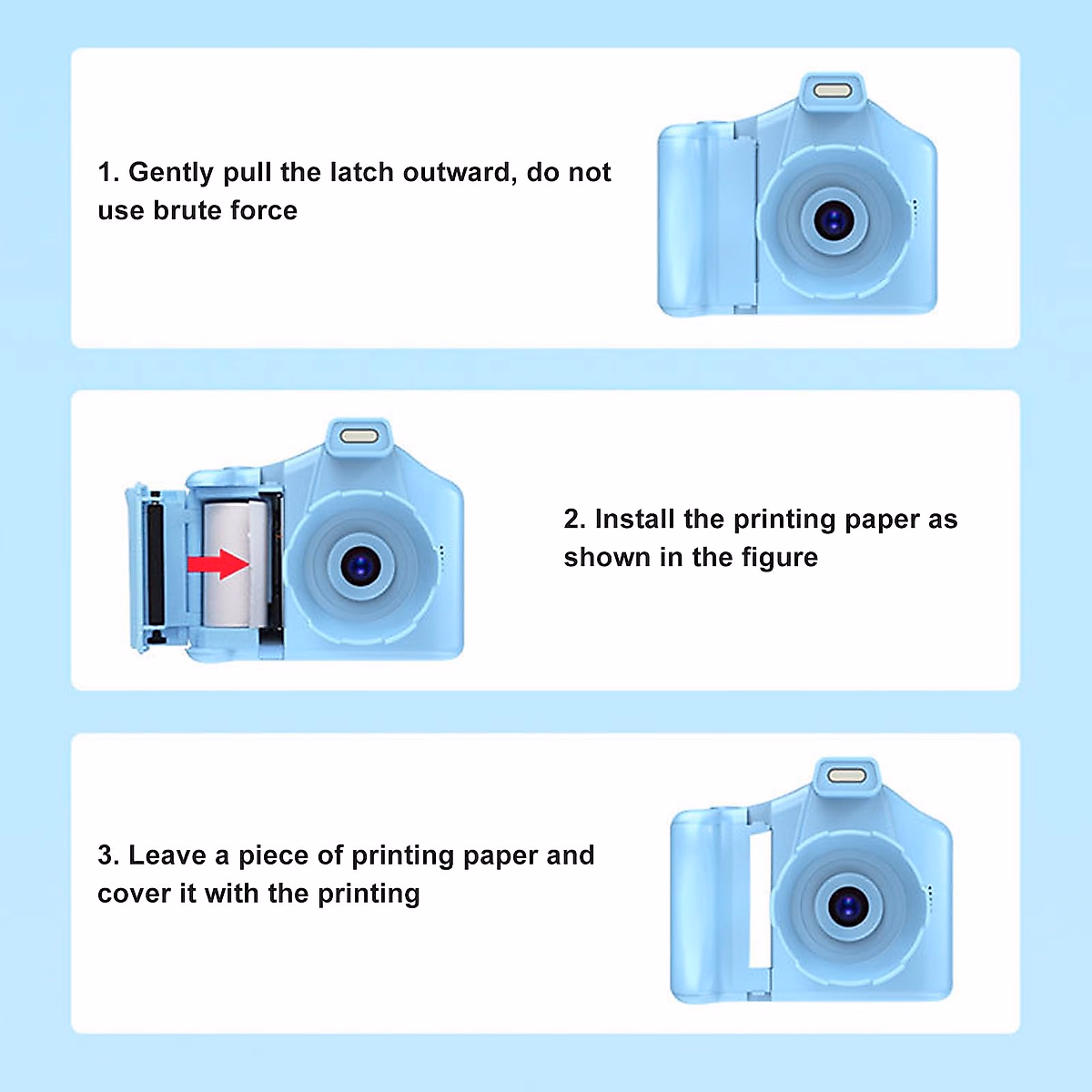 Children's Print Camera, Dual Lens SLR Kids Mini Digital Camera with Gallery Playback, 10x Zoom, 4 Puzzle Games, Music Mode, 2.8 inch IPS Screen (Blue)