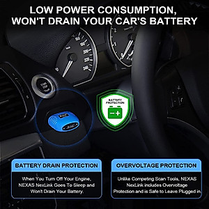 NEXAS NexLink OBD2 Scanner Bluetooth 5.0,Wireless Compatible with Third-Party Apps,Car & Motorcycle Universal Code Reader,Check Engine Fault OBDII Adapter Scan Tool for iOS, Android & Windows