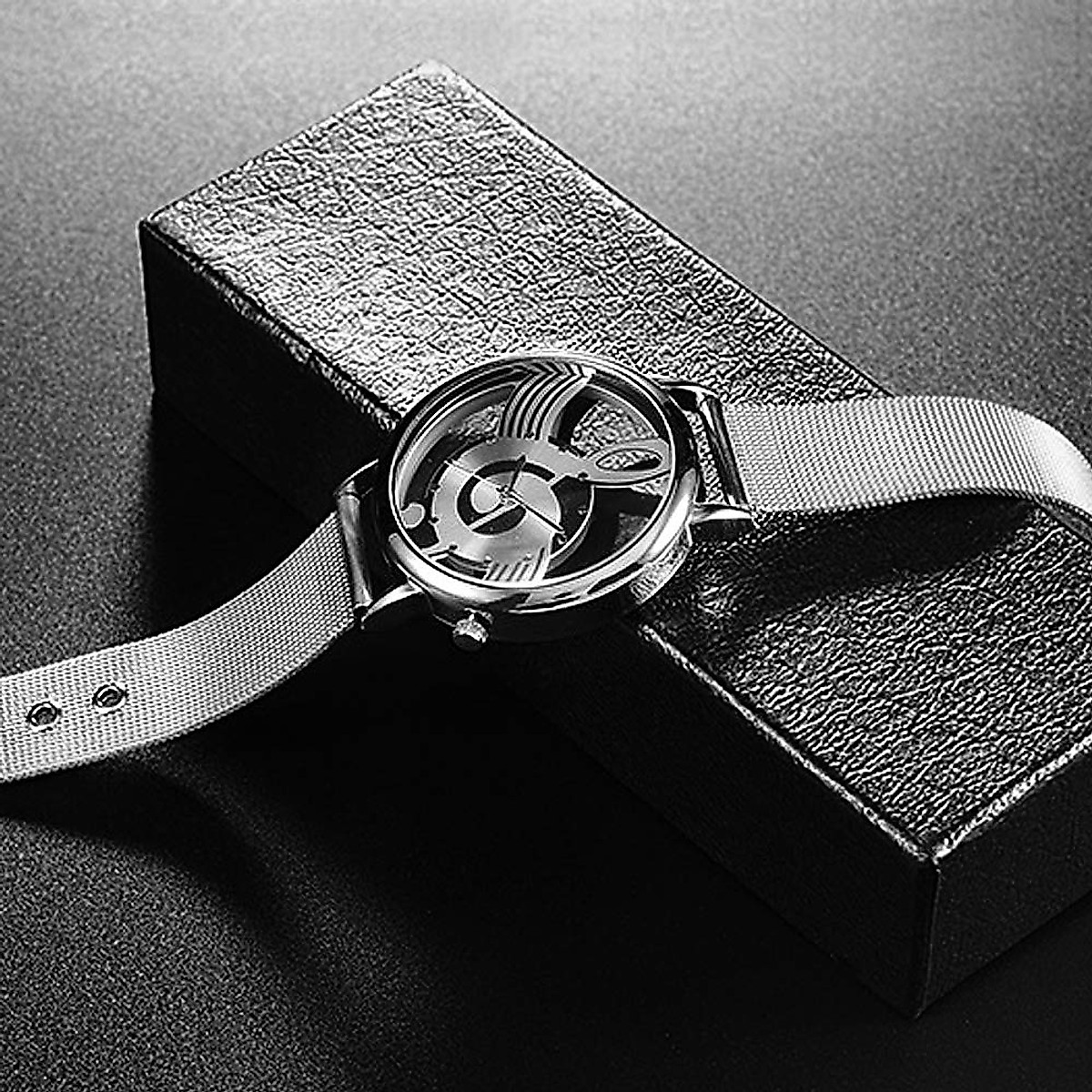 Unique Watch Musical Note Hollow Stainless Steel Mesh Strap Quartz Unisex Fashion Wrist Watch
