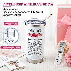 Uiifan 11 Pcs Christian Gifts for Women Faith Pink Inspirational Religious Present Basket Spiritual Birthday Biblical Catholic Mother's Day Gifts for Mom Women Baptism Holiday